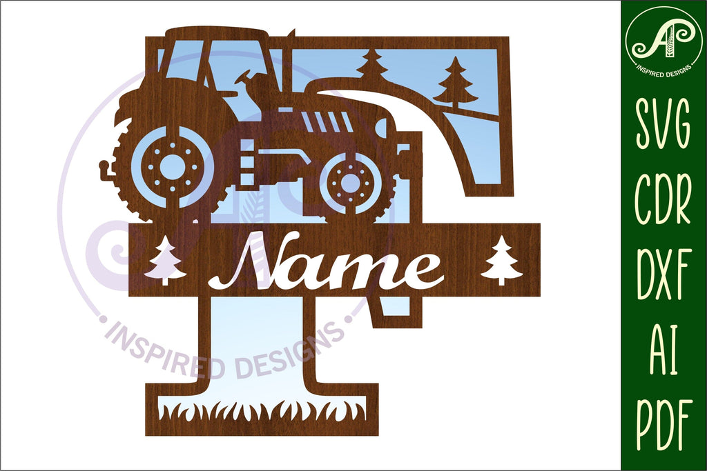 Tractor Monogram SVG Letter F Cut File - So Fontsy