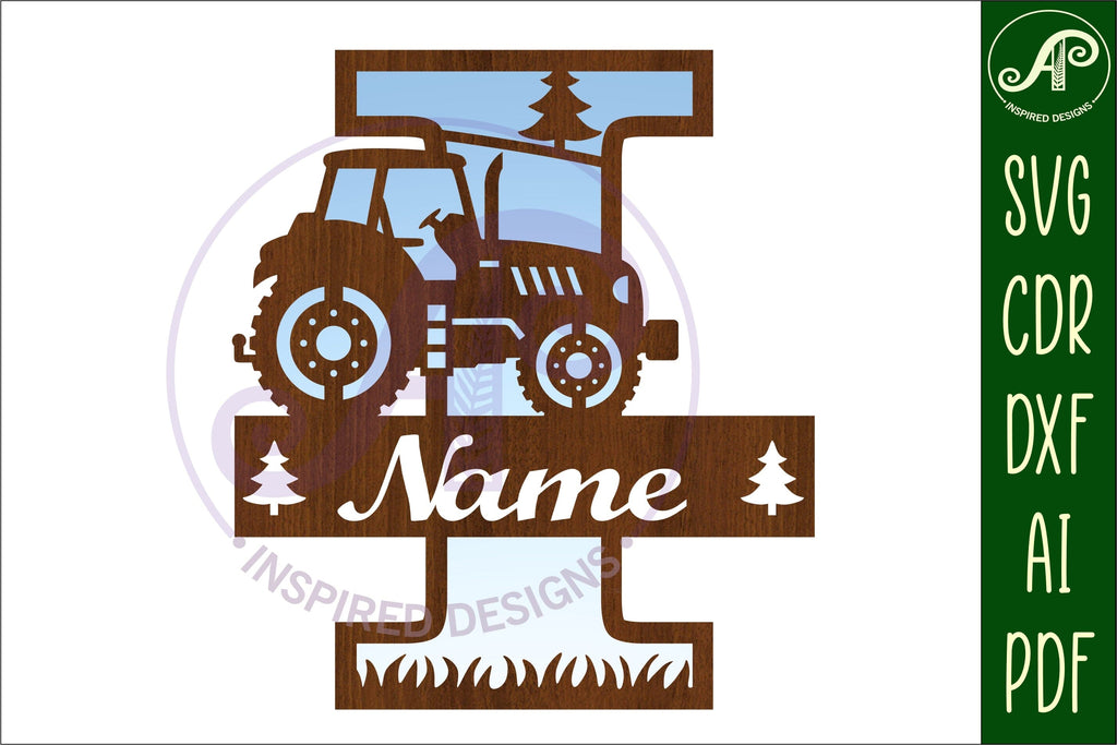Tractor Monogram SVG Letter I Cut File - So Fontsy