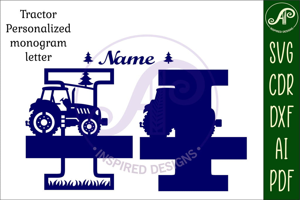 Tractor Monogram SVG Letter I Cut File - So Fontsy