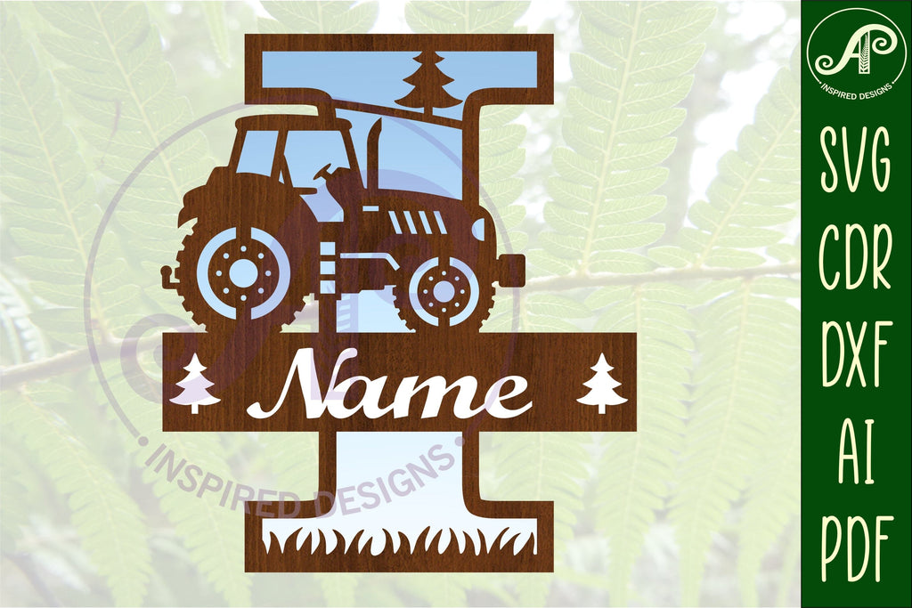 Tractor Monogram SVG Letter I Cut File - So Fontsy