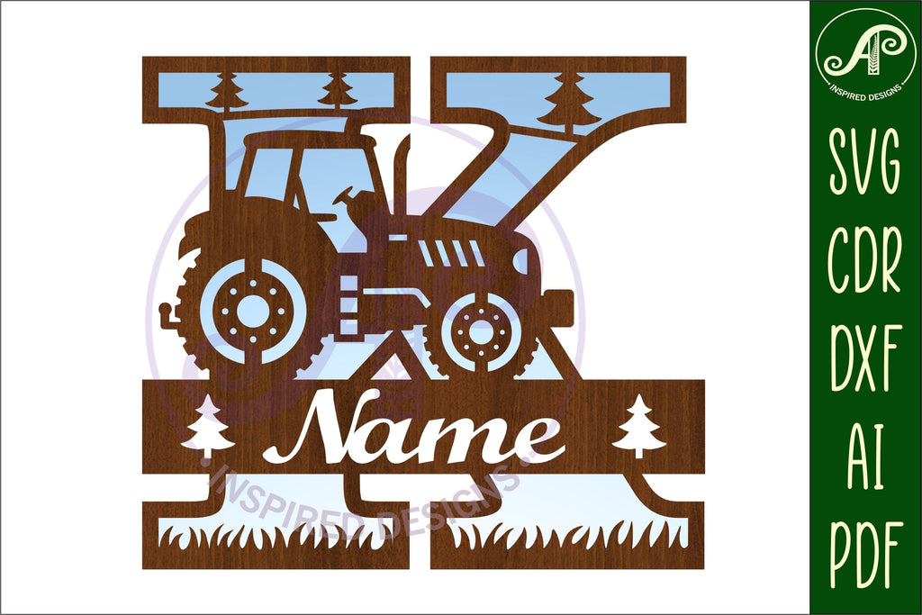 Tractor Monogram SVG Letter K Cut File - So Fontsy