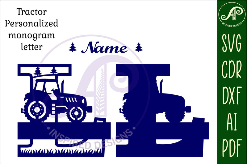 Tractor Monogram SVG Letter L Cut File - So Fontsy