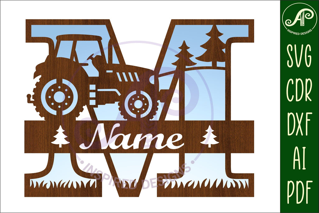 Tractor Monogram SVG Letter M Cut File - So Fontsy