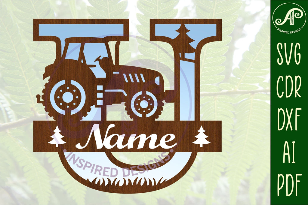 Tractor Monogram SVG Letter U Cut File - So Fontsy