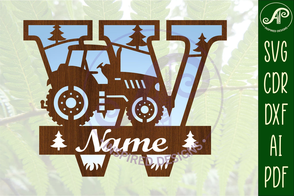 Tractor Monogram SVG Letter W Cut File - So Fontsy
