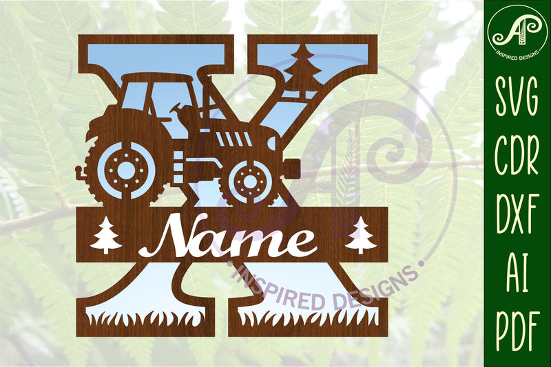 Tractor Monogram SVG Letter X Cut File - So Fontsy