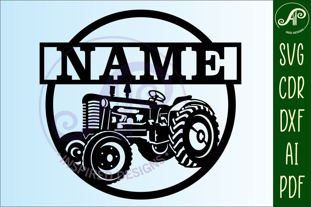 Tractor Name sign SVG laser cut template instant download - So Fontsy