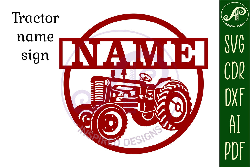 Tractor Name sign SVG laser cut template instant download - So Fontsy
