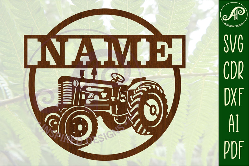 Tractor Name sign SVG laser cut template instant download - So Fontsy