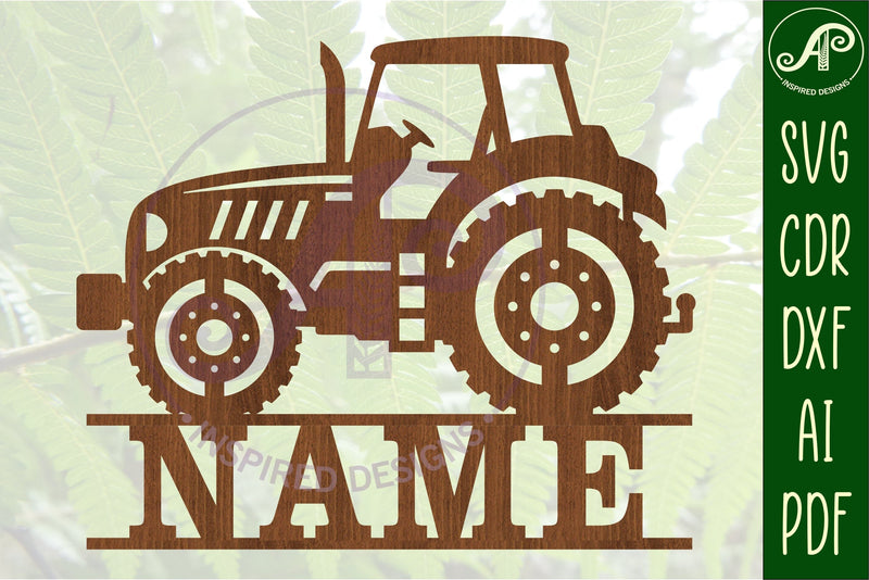Tractor Name sign SVG laser cut template - So Fontsy