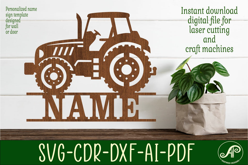 Tractor Name sign SVG laser cut template - So Fontsy