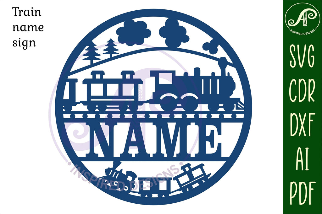 Train name sign svg laser cut template - So Fontsy