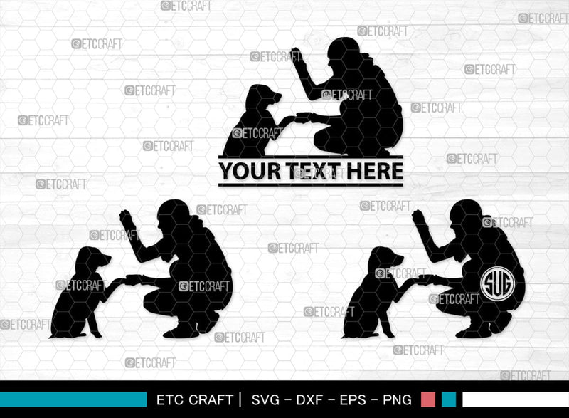 Training A Dog Monogram, Training A Dog Silhouette, Training A Dog SVG ...