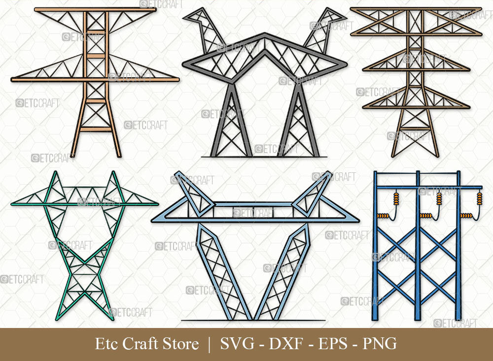 Transmission Tower SVG, Tower Clipart, Power Lines Svg, Electricity ...