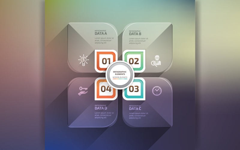 Transparent Round Colored Quadrants Infographic template 4 Options ...