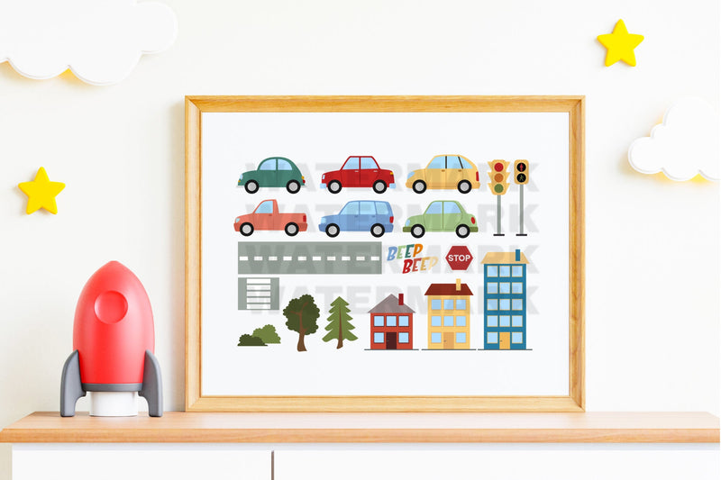 Transportation Clip Arts Set, City Traffic Bundle - So Fontsy