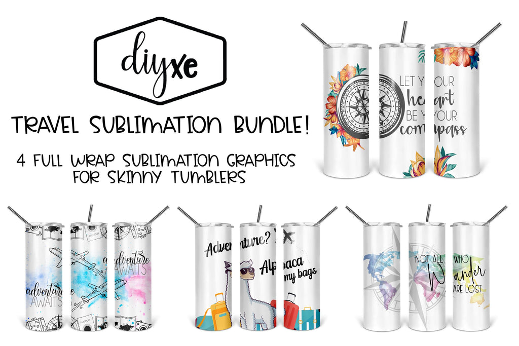 Travel Sublimation Graphics For Skinny Tumblers - So Fontsy