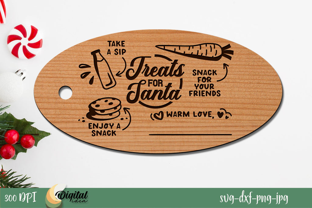 Treats For Santa SVG. Santa Board SVG. Laser Cut Design SVG. - So Fontsy