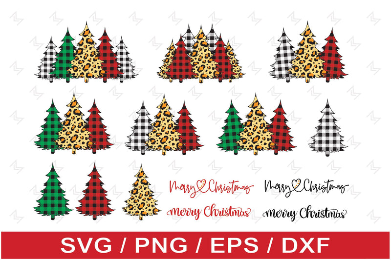 tree svg, Buffalo Plaid Cheetah Tree svg Bundle, Merry Christmas svg ...