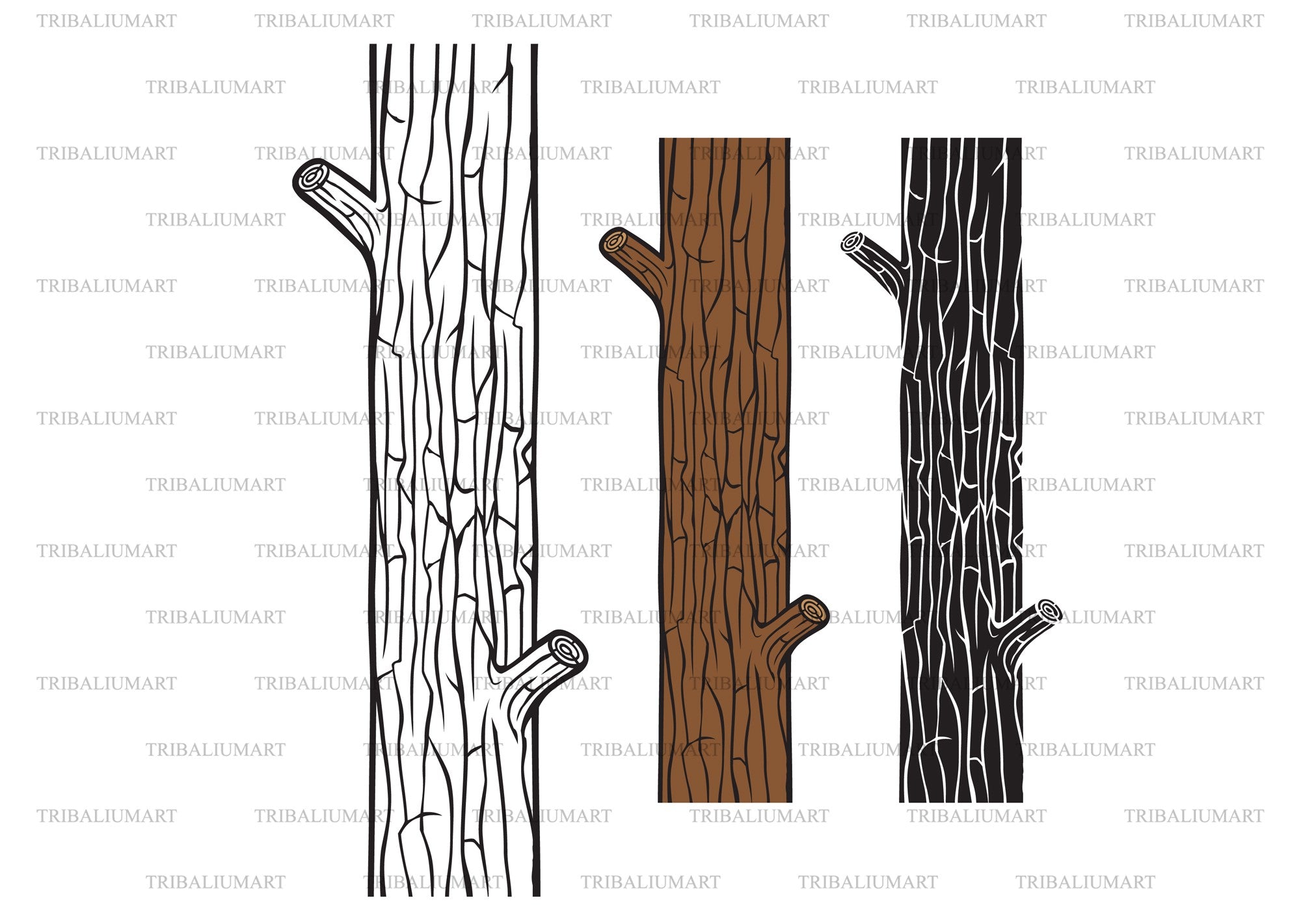 Tree trunk. Cut files for Cricut. Clip Art (eps, svg, pdf, png, dxf ...