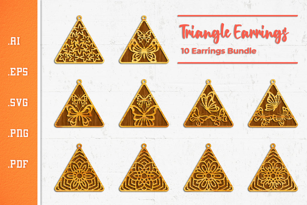 Triangle Earrings - Cut Files SVG - So Fontsy