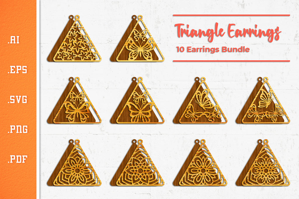 Triangle Earrings - Cut Files SVG - So Fontsy