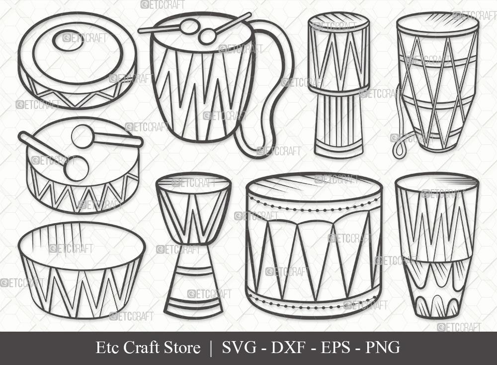 Tribal Drum Outline SVG Cut File | Drum Svg | Tabla Svg | Instruments ...