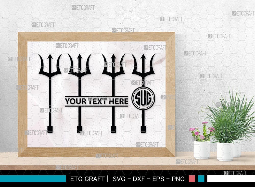 Trident Monogram, Trident Silhouette, Pitchfork Svg, Trident Neptune ...