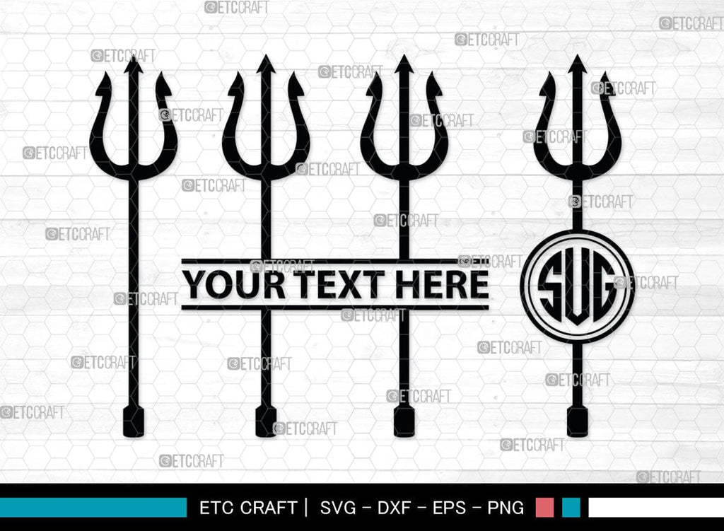 Trident Monogram, Trident Silhouette, Pitchfork Svg, Trident Neptune S ...