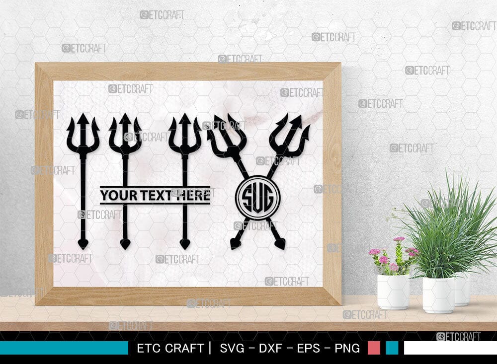Trident Monogram, Trident Silhouette, Pitchfork Svg, Trident Neptune ...