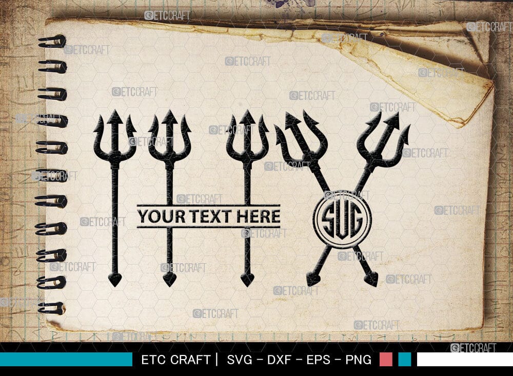 Trident Monogram, Trident Silhouette, Pitchfork Svg, Trident Neptune ...