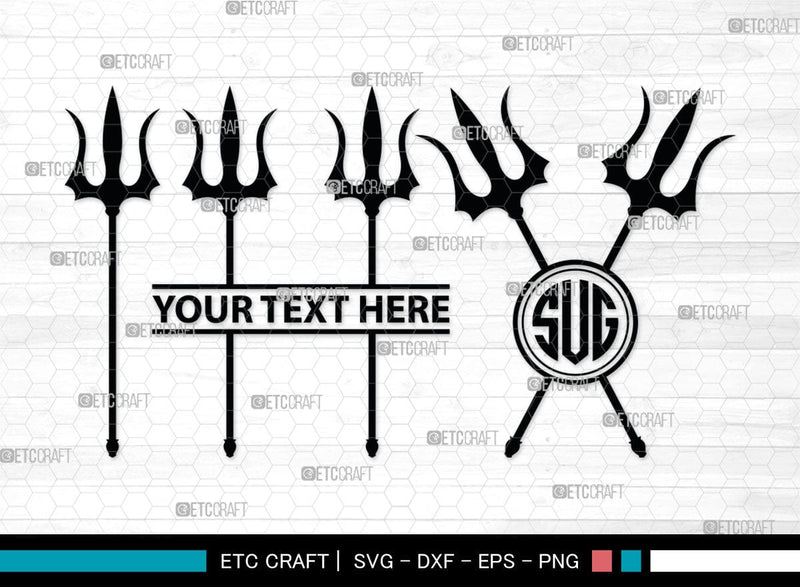 Trident Monogram, Trident Silhouette, Pitchfork Svg, Trident Neptune ...