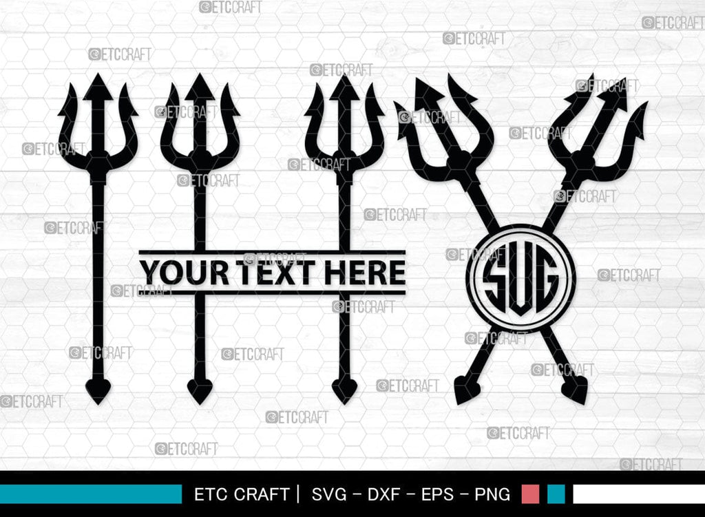 Trident Monogram, Trident Silhouette, Pitchfork Svg, Trident Neptune ...