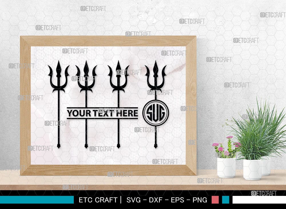 Trident Monogram, Trident Silhouette, Pitchfork Svg, Trident Neptune ...