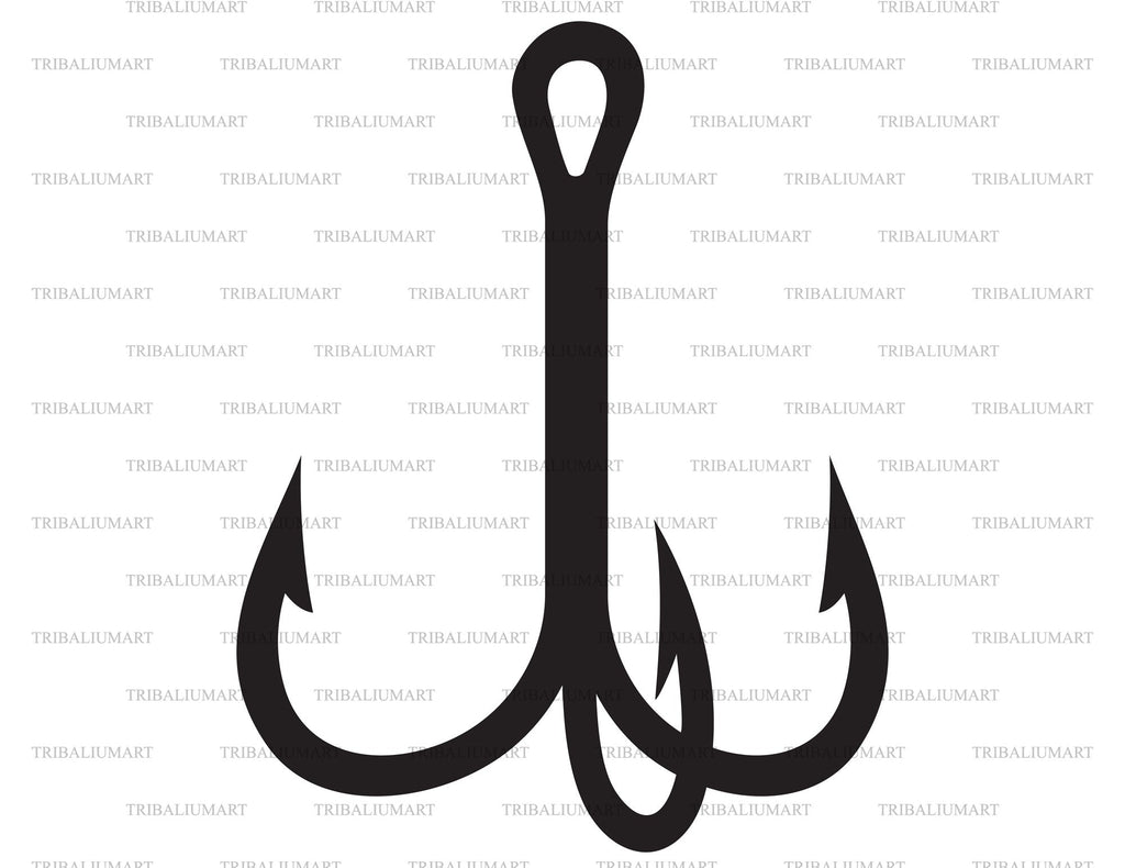 Triple fishing hook. Cut files for Cricut. Clip Art silhouette (eps ...