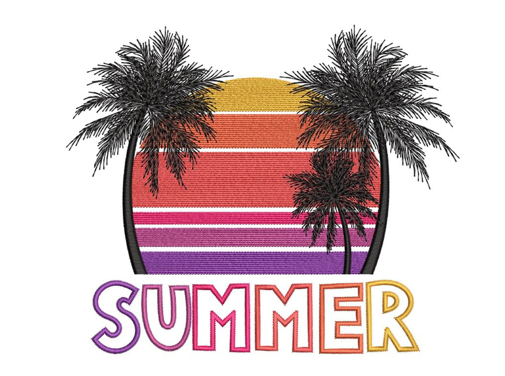 Triple Palm Tree Machine Embroidery Design, Summer Beach Embroidery ...