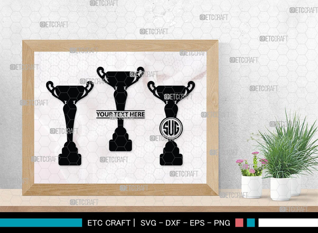 Trophy Monogram, Trophy Silhouette, Trophy SVG, Award Trophy Svg ...