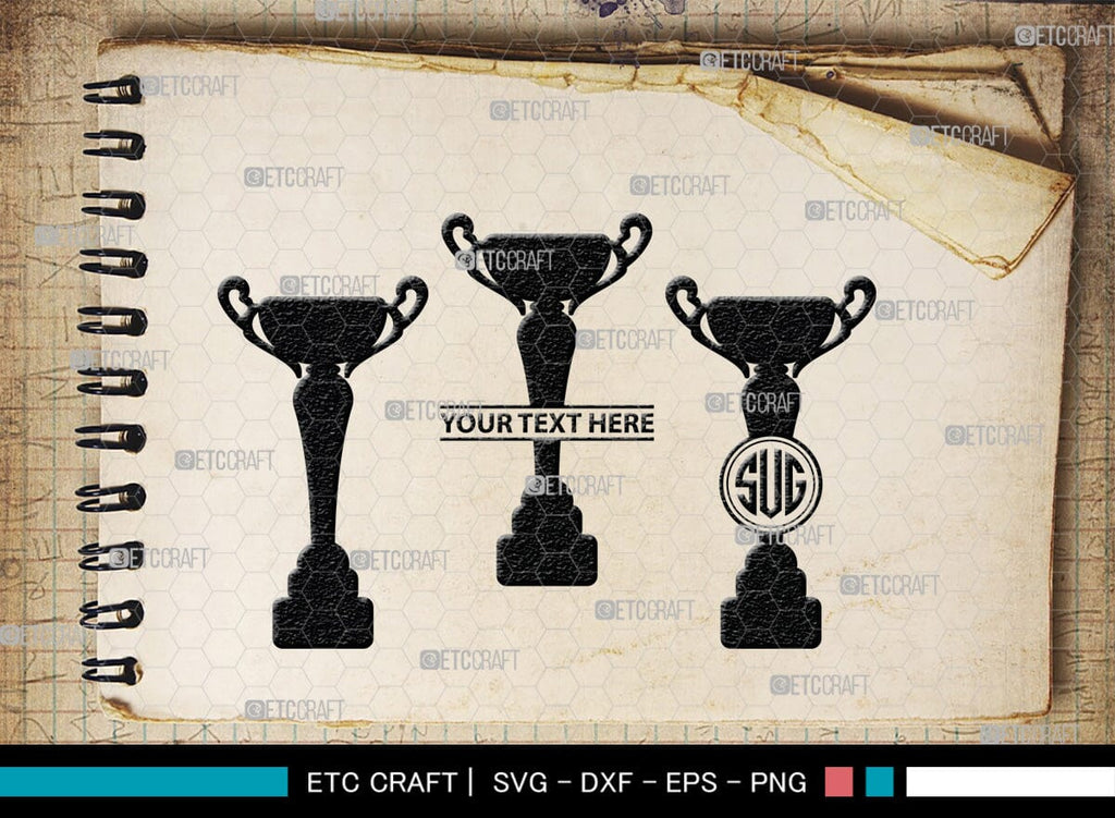 Trophy Monogram, Trophy Silhouette, Trophy SVG, Award Trophy Svg ...