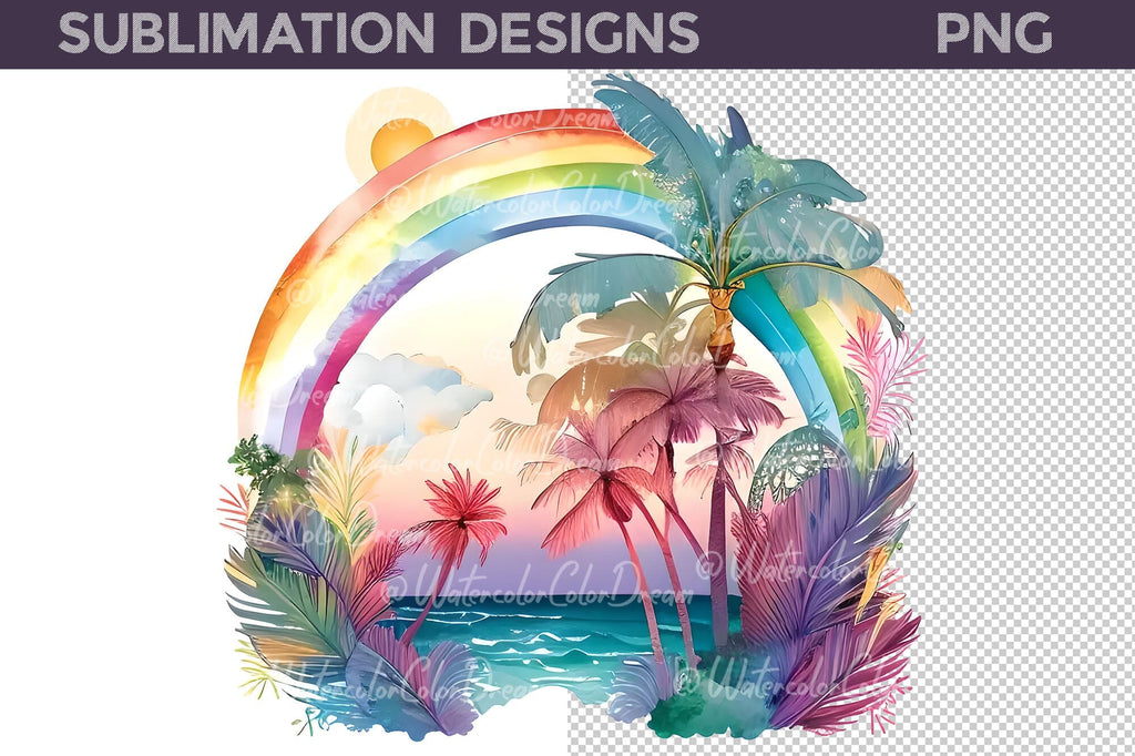 Tropical Beach Sublimation I Sunset Beach T Shirt Design - So Fontsy