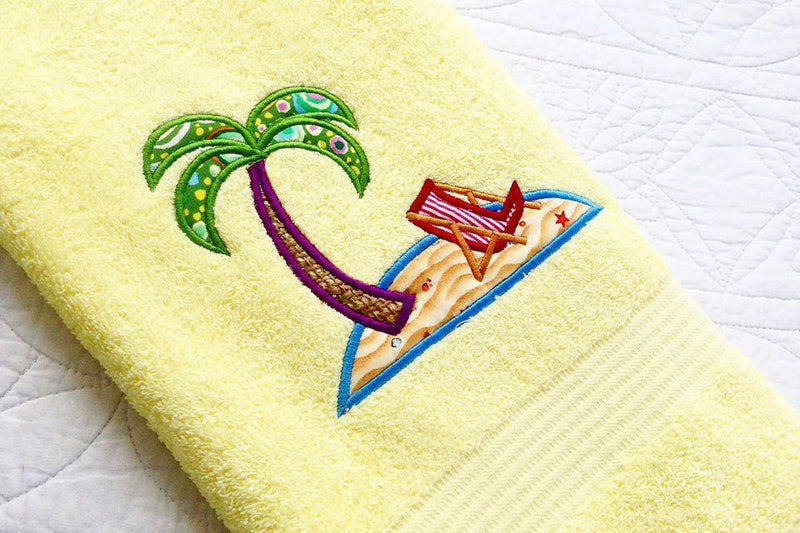 Tropical Island Applique Embroidery - So Fontsy