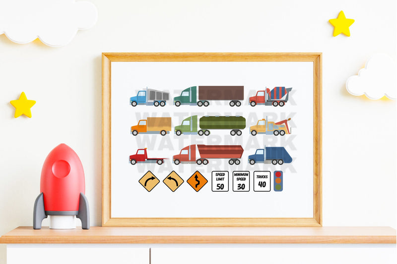 Truck Clipart Set, Transportation Bundle - So Fontsy