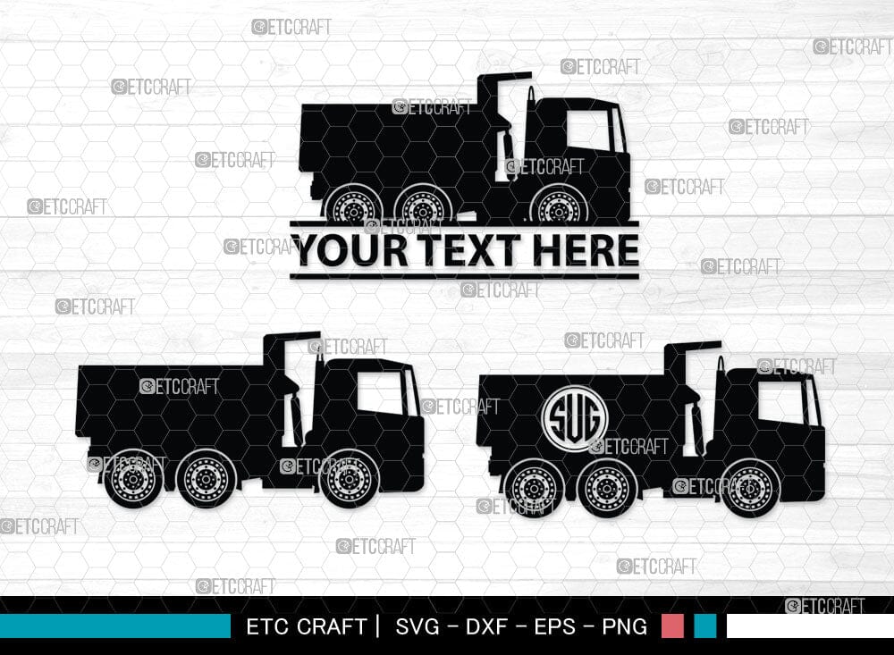 Truck Monogram, Truck Silhouette, Pickup Truck Svg, Container Svg, Semi ...
