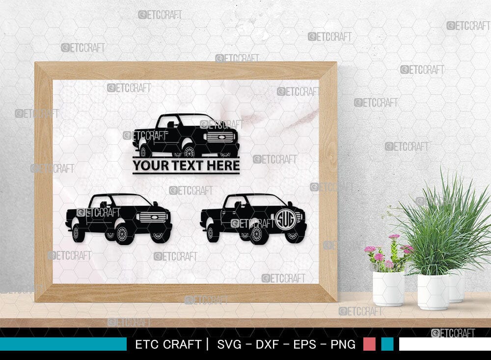Truck Monogram, Truck Silhouette, Pickup Truck Svg, Container Svg, Semi ...