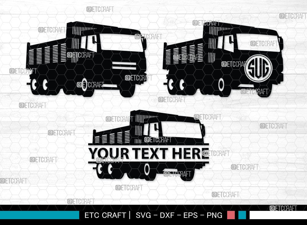 Truck Monogram, Truck Silhouette, Pickup Truck Svg, Container Svg, Semi ...