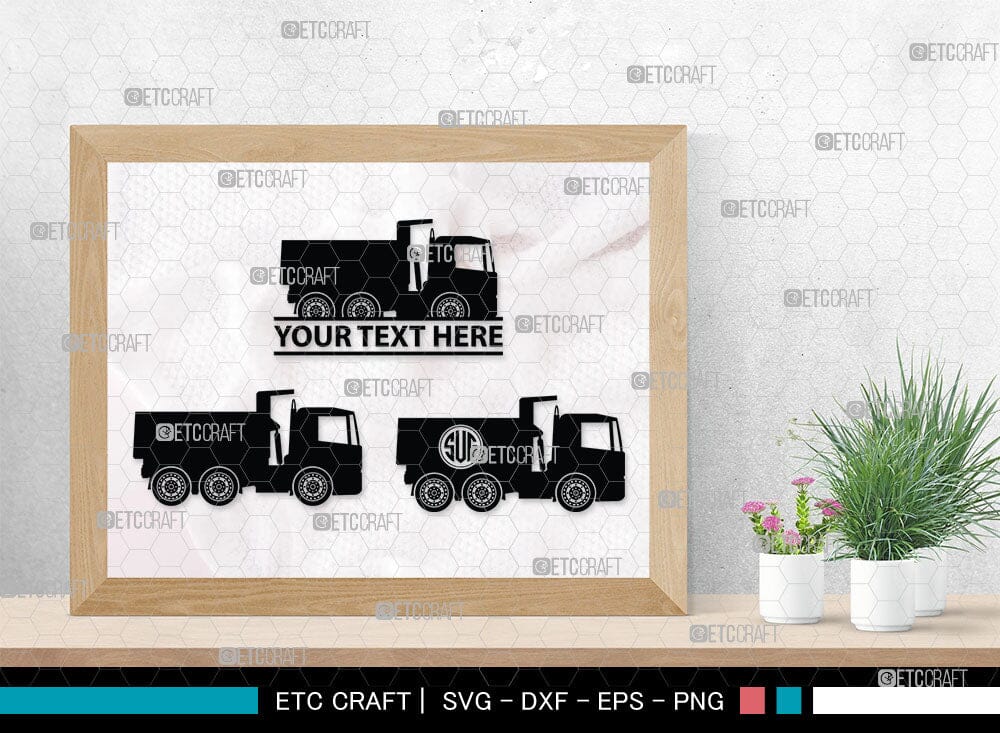 Truck Monogram, Truck Silhouette, Pickup Truck Svg, Container Svg, Semi ...