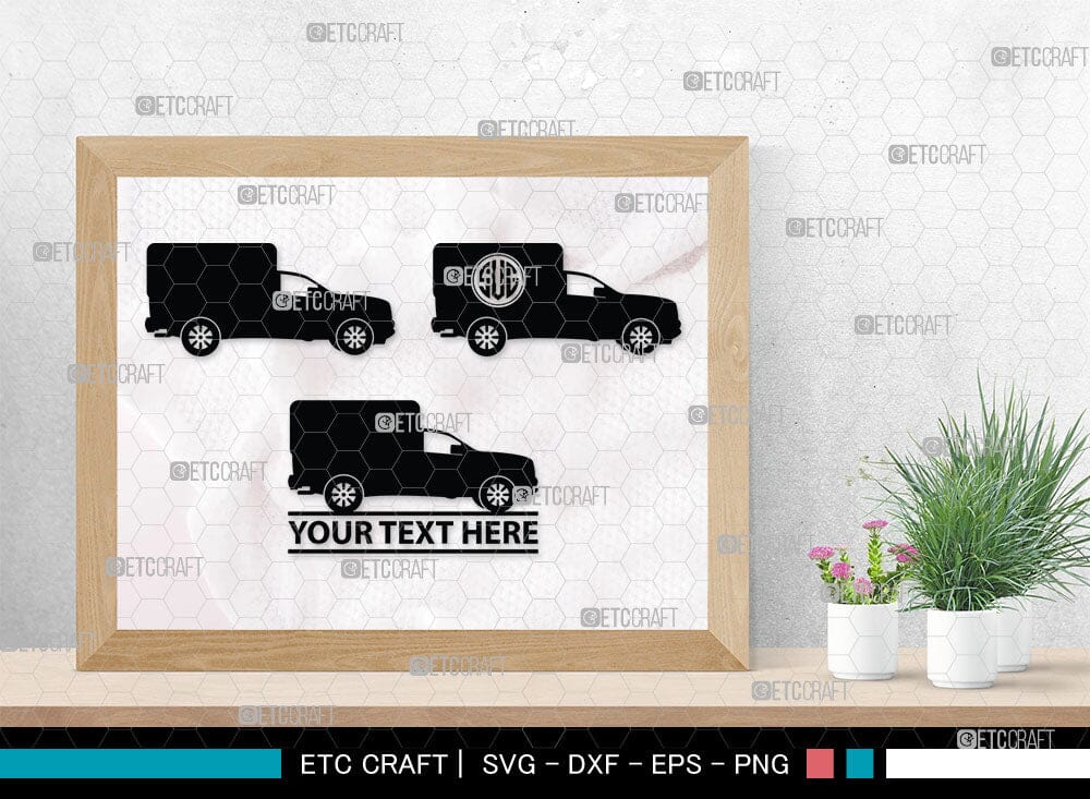 Truck Monogram, Truck Silhouette, Pickup Truck Svg, Container Svg, Semi ...