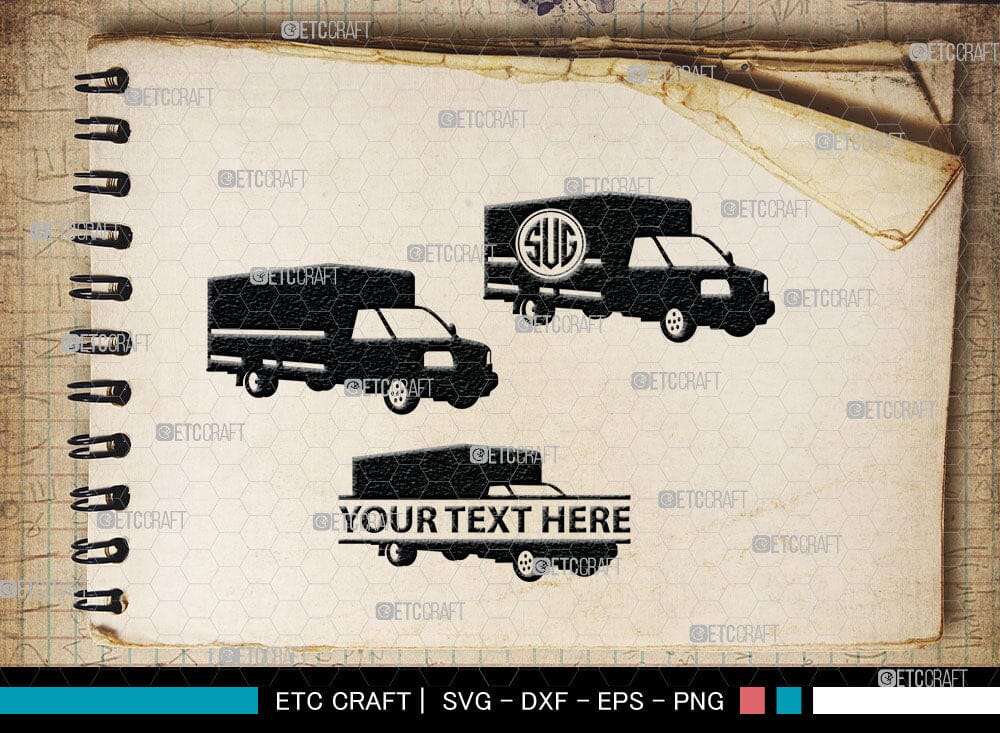 Truck Monogram, Truck Silhouette, Pickup Truck Svg, Container Svg, Semi ...