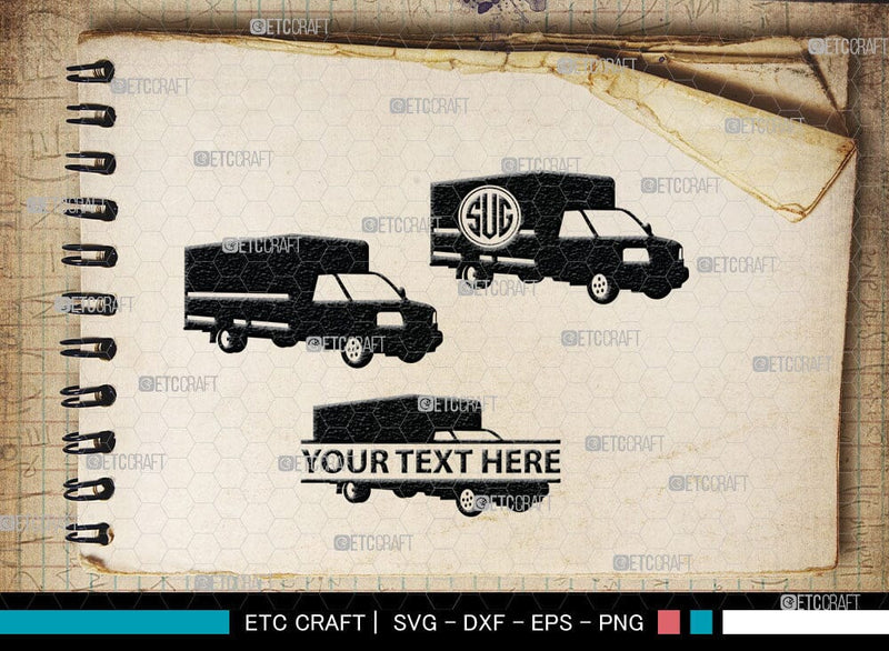 Truck Monogram, Truck Silhouette, Pickup Truck Svg, Container Svg, Semi ...