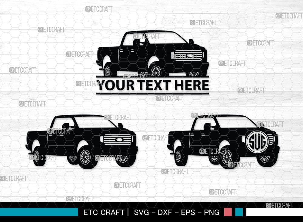 Truck Monogram, Truck Silhouette, Pickup Truck Svg, Container Svg, Semi ...