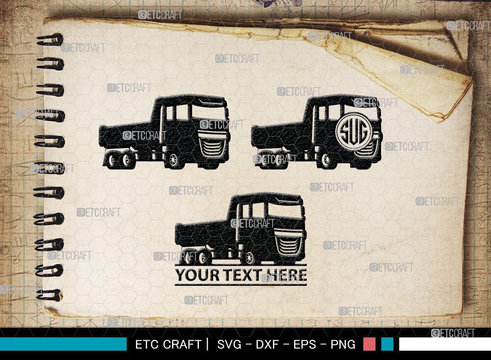 Truck Monogram, Truck Silhouette, Pickup Truck Svg, Container Svg, Semi ...